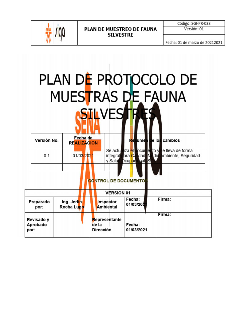 Plan de Toma de Muestras | PDF | Fauna | Muestreo (Estadísticas)