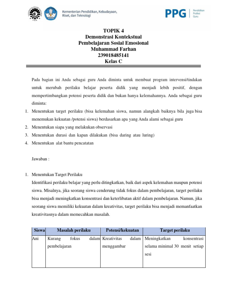 TOPIK 4 - 02.01.3-T4-5 Demonstrasi Kontekstual (Muhammad Farhan) | PDF | Karier & Perkembangan