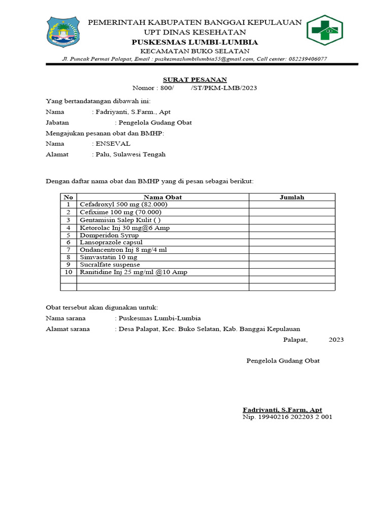 Surat Pesanan PBF | PDF