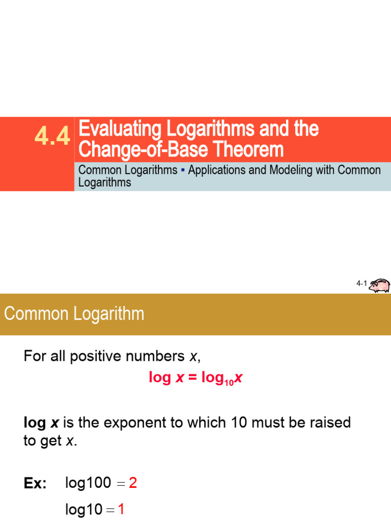 Evaluating Logarithms and The Change-of-Base Theorem | PDF | Ph | Logarithm