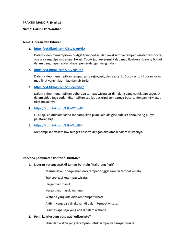 Contoh Praktik Hari 1 | PDF