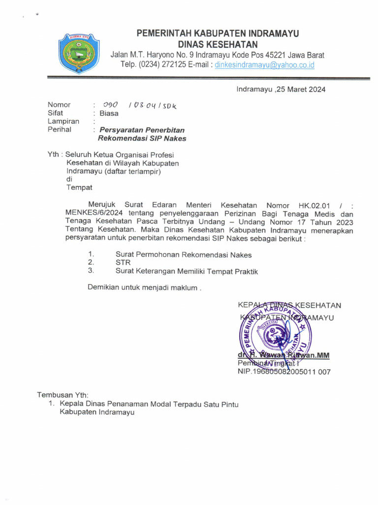 SE Persyaratan Rekom SIP Nakes | PDF