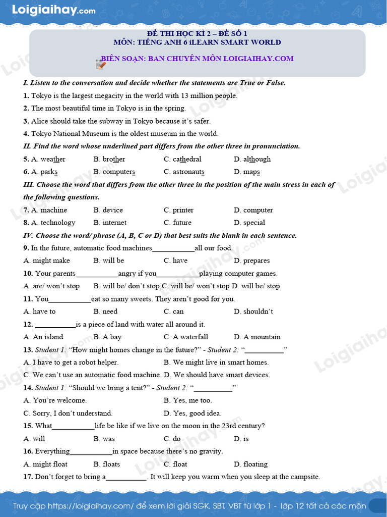 Cuối Kỳ 2 Anh 6 | PDF