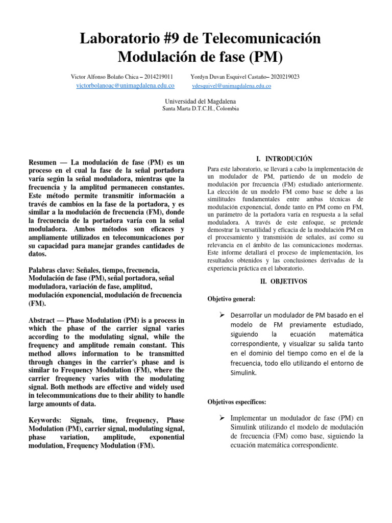 Modulación de Fase en Telecomunicaciones | PDF | Modulación ...