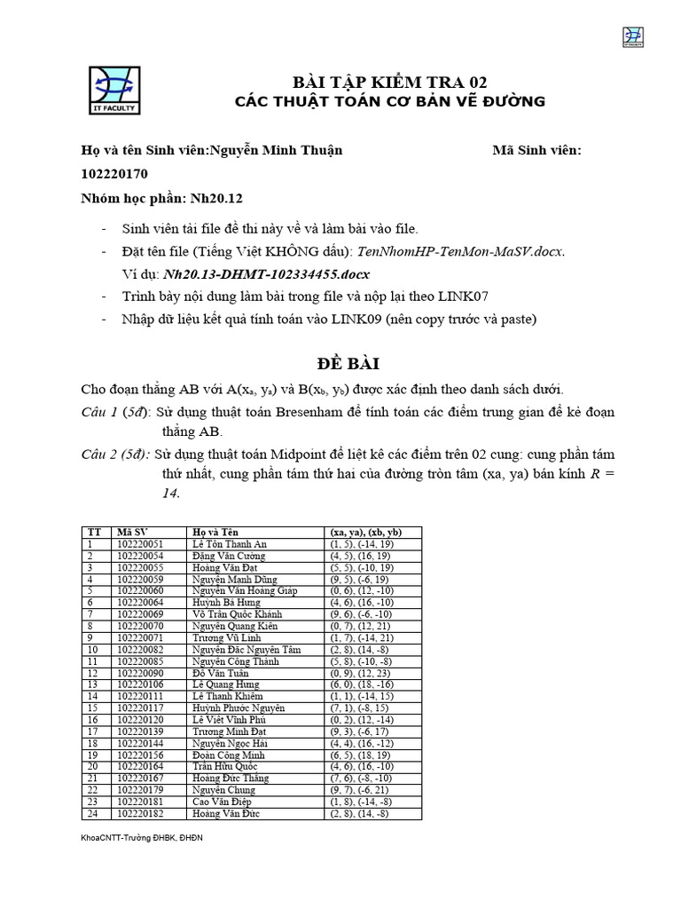 LabDHMT Bai Tap Kiem Tra 02 - ThuatToanCoBanVeDuong | PDF