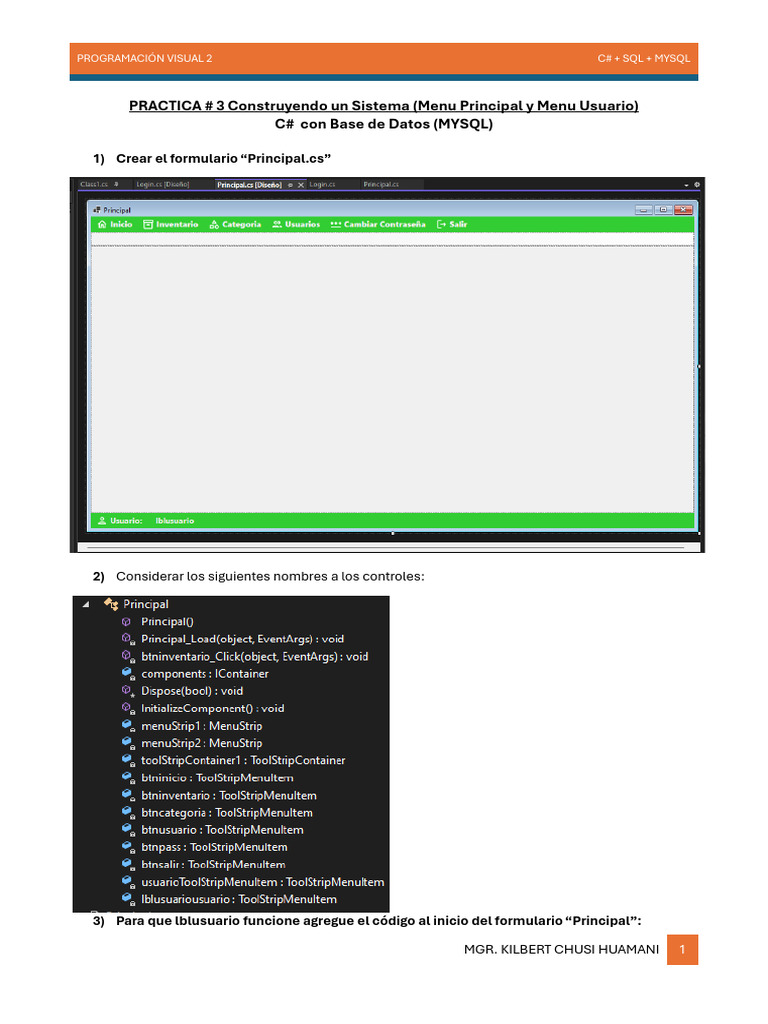 Practica #3 Menu Principal | PDF | SQL | Mi sql
