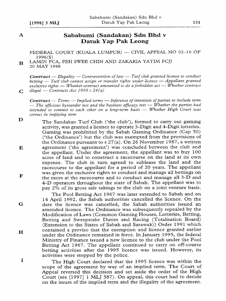 SABABUMI (SANDAKAN) SDN BHD V DATUK YAP PAK LEONG, (1998) 3 MLJ 151 - Attachment1 | PDF