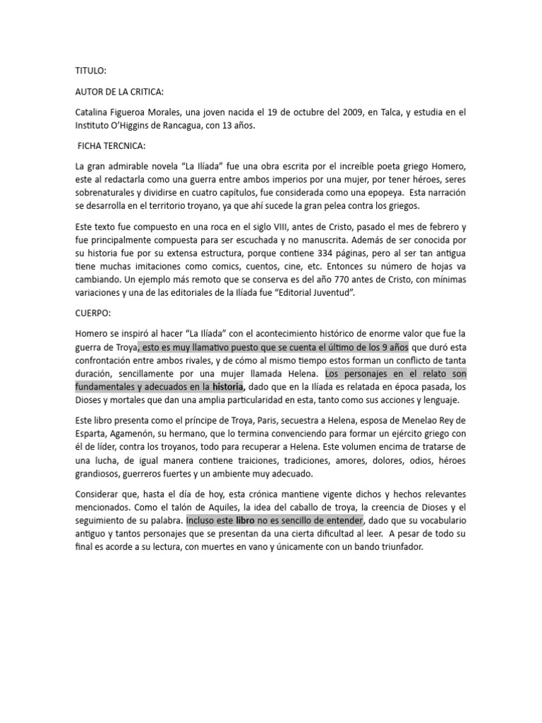 CRITICA | PDF | Helena de Troya | Ilíada