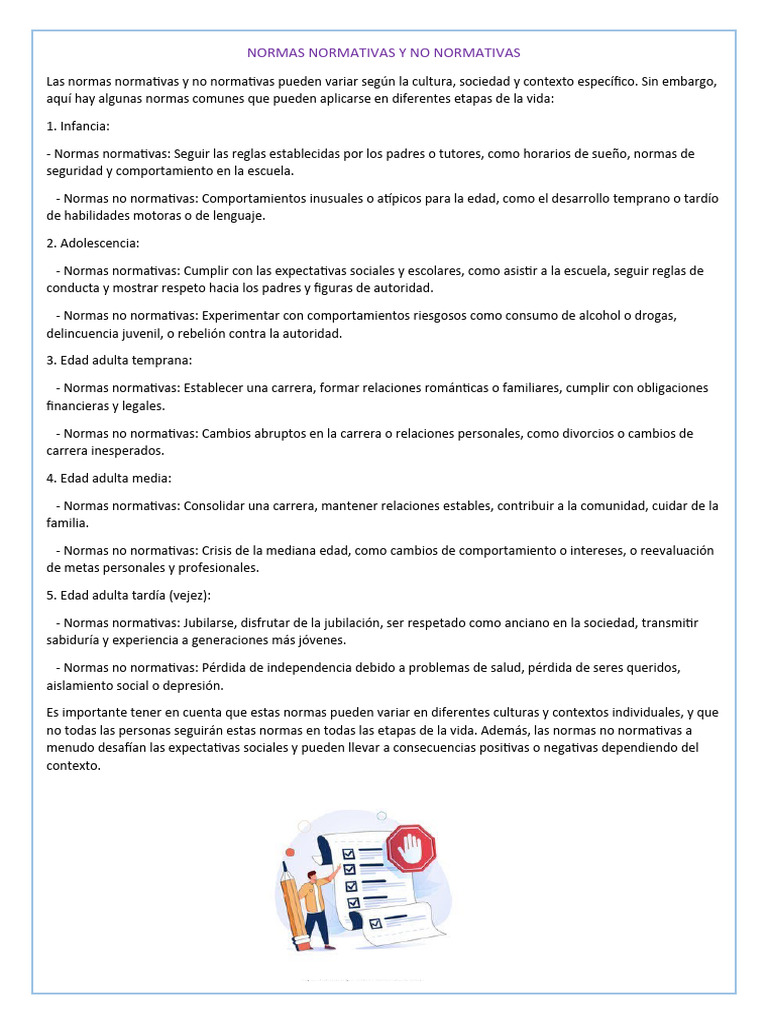 Normas Normativas y No Normativas | Descargar gratis PDF | Adultos | Comportamiento