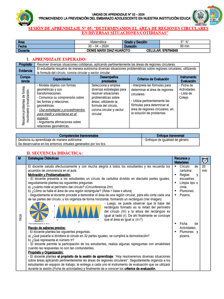 5°-Sesion 5-Ua2 - 2024 | PDF | Evaluación | Aprendizaje
