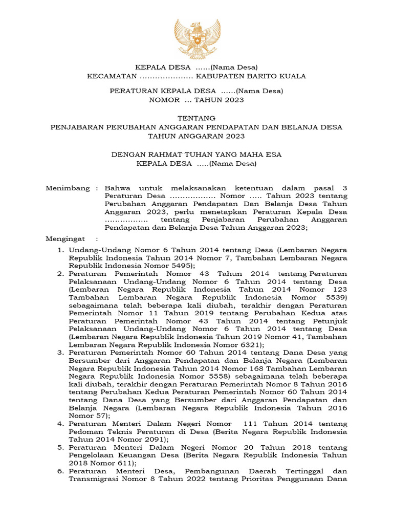 Perubahan APBDes 2023 | PDF