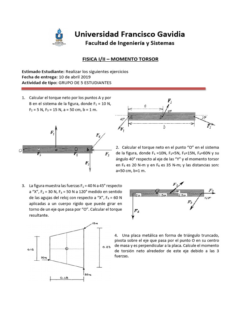 Ejercicios sobre Momento Torsor y Torque | PDF | Esfuerzo de torsión ...