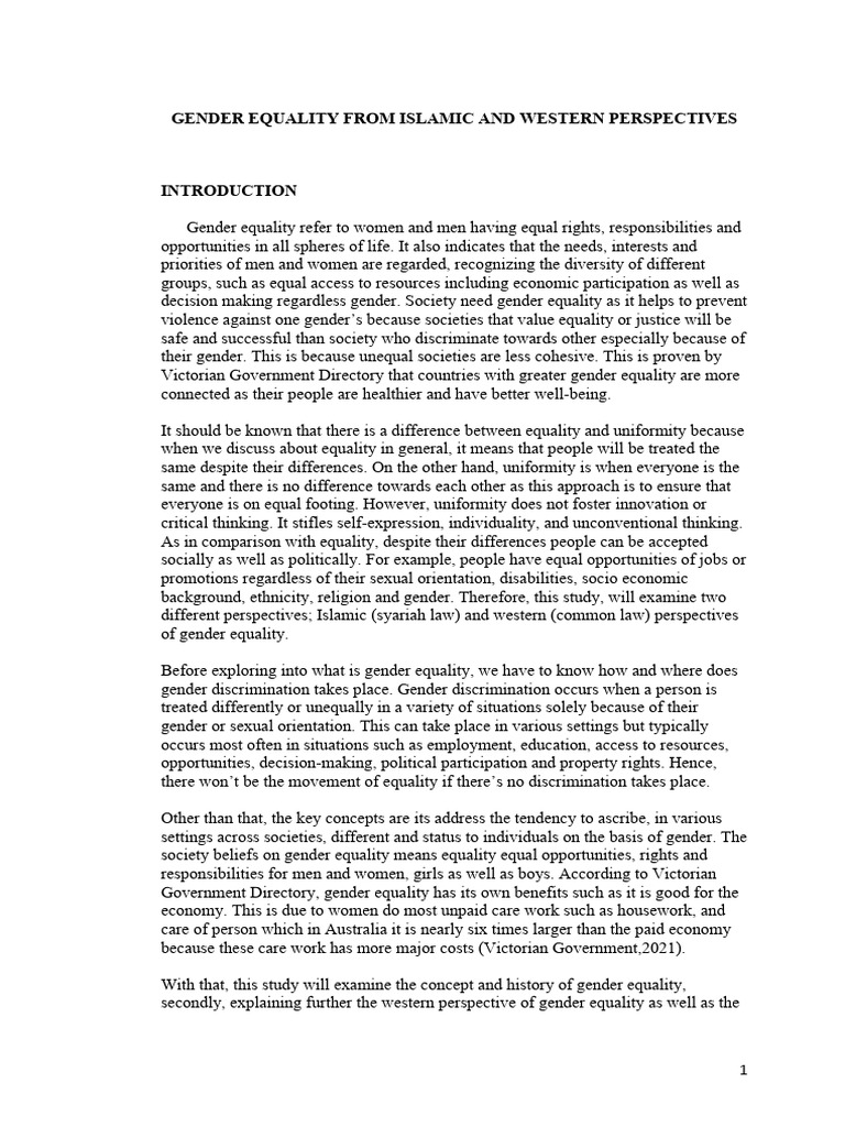 Gender Equality: Islamic vs Western | PDF | Equal Opportunity | Gender Studies