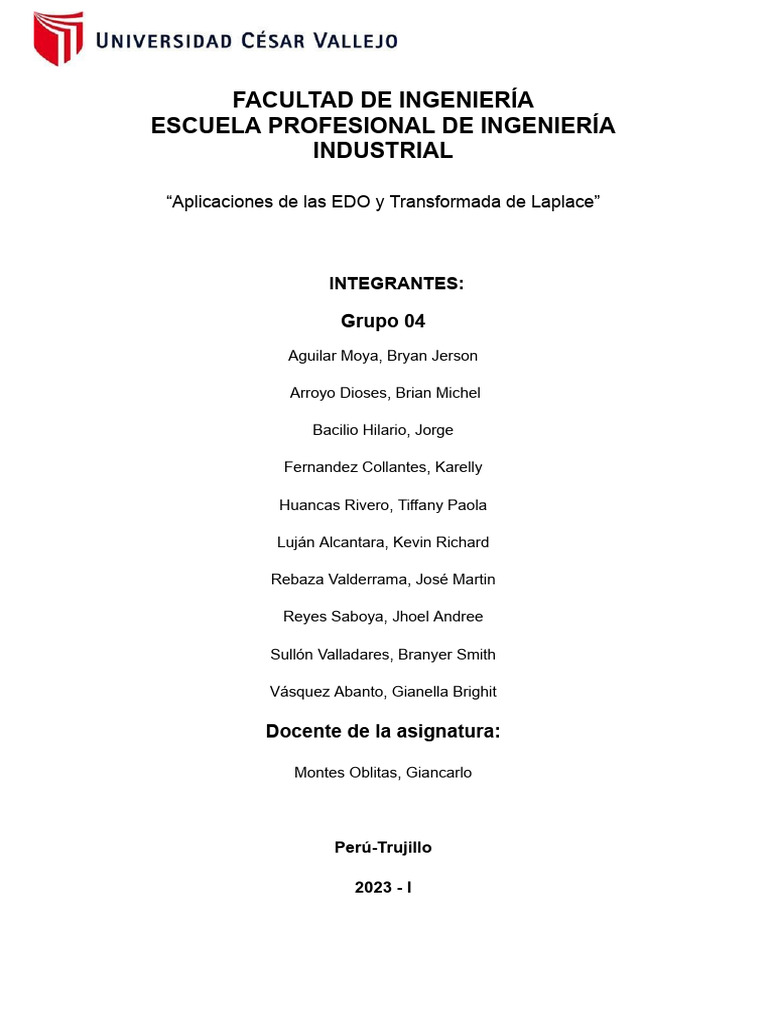 Informe III Matematica III | Descargar gratis PDF | Ecuaciones | Ecuaciones diferenciales