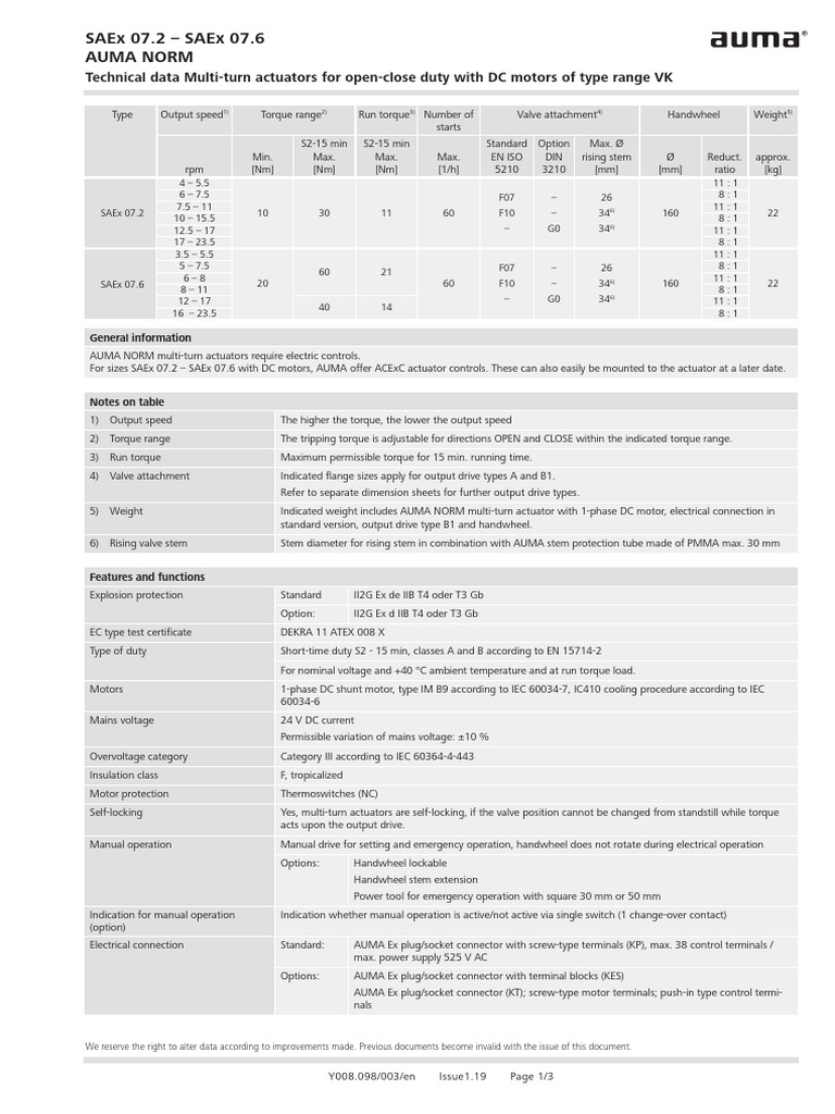 Auma Control Valve | Download Free PDF | Electrical Connector | Actuator