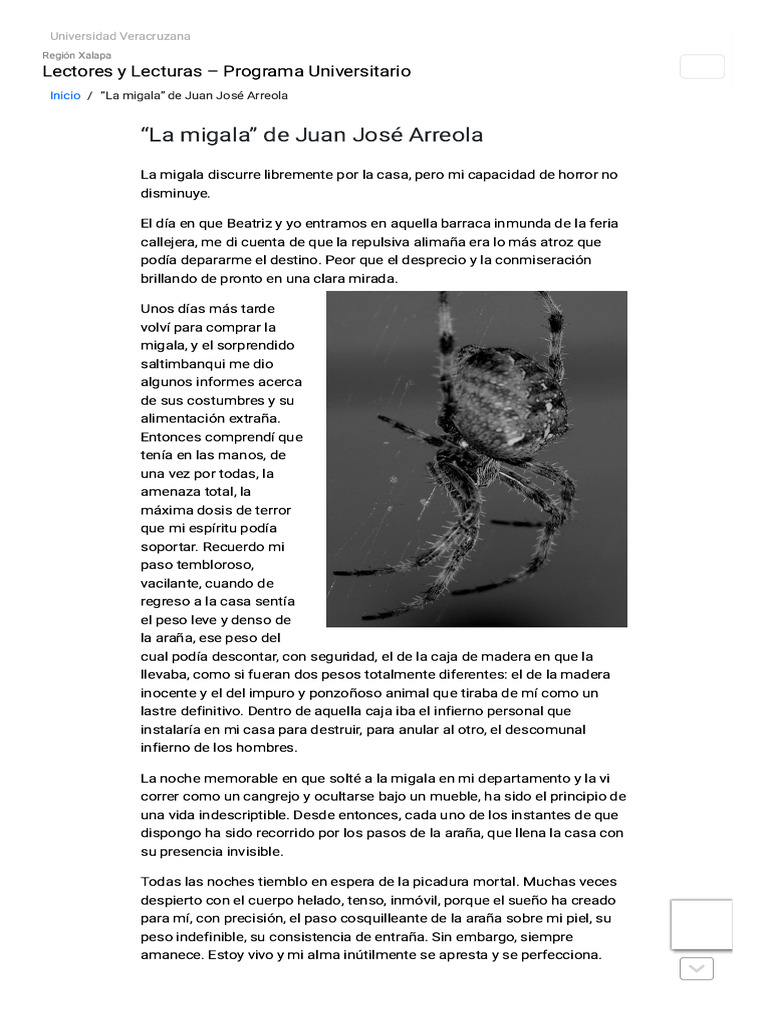 "La Migala" de Juan José Arreola - Lectores y Lecturas - Programa ...