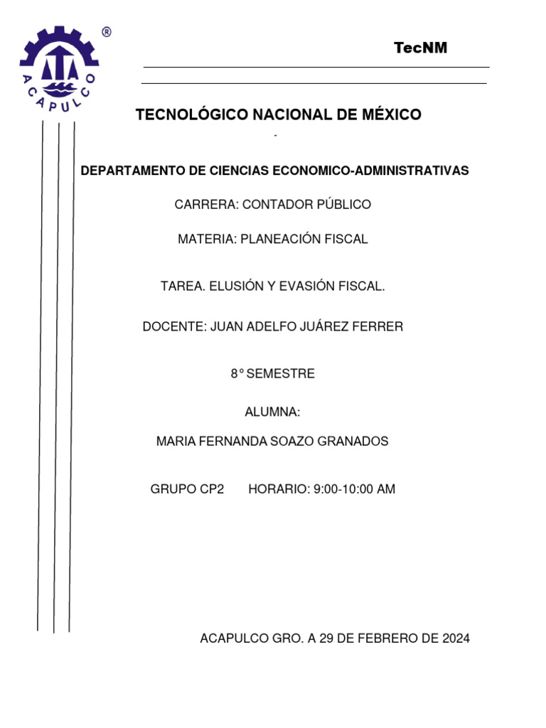 Elusión y Evasión Fiscal en México | PDF | Evasión de impuestos | Impuestos