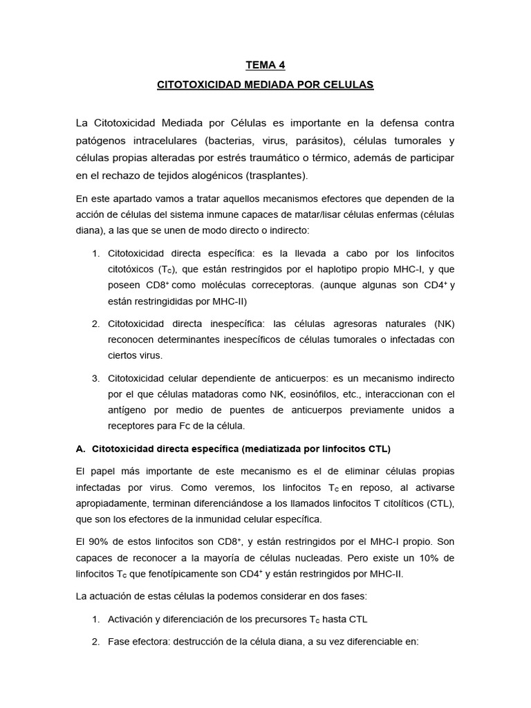 CITOTOXICIDAD CELULAR | PDF | Linfocitos | Sistema inmune