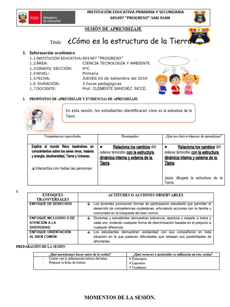 SESION CTA Como Es La Estructura de La Tierra. | PDF | Ciencias de la ...