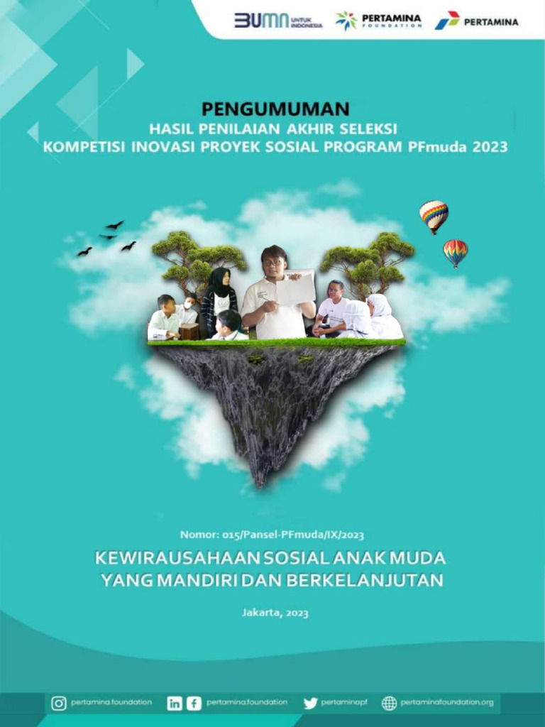 Pengumuman Hasil Kompetisi Inovasi Proyek Sosial Program PFmuda 2023 | PDF