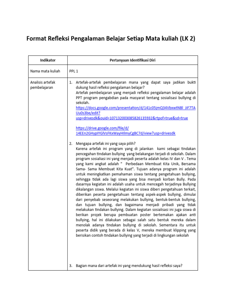 Lembar Kerja Review Mata Kuliah PPL Analisis Artefak | PDF | Ilmu Sosial