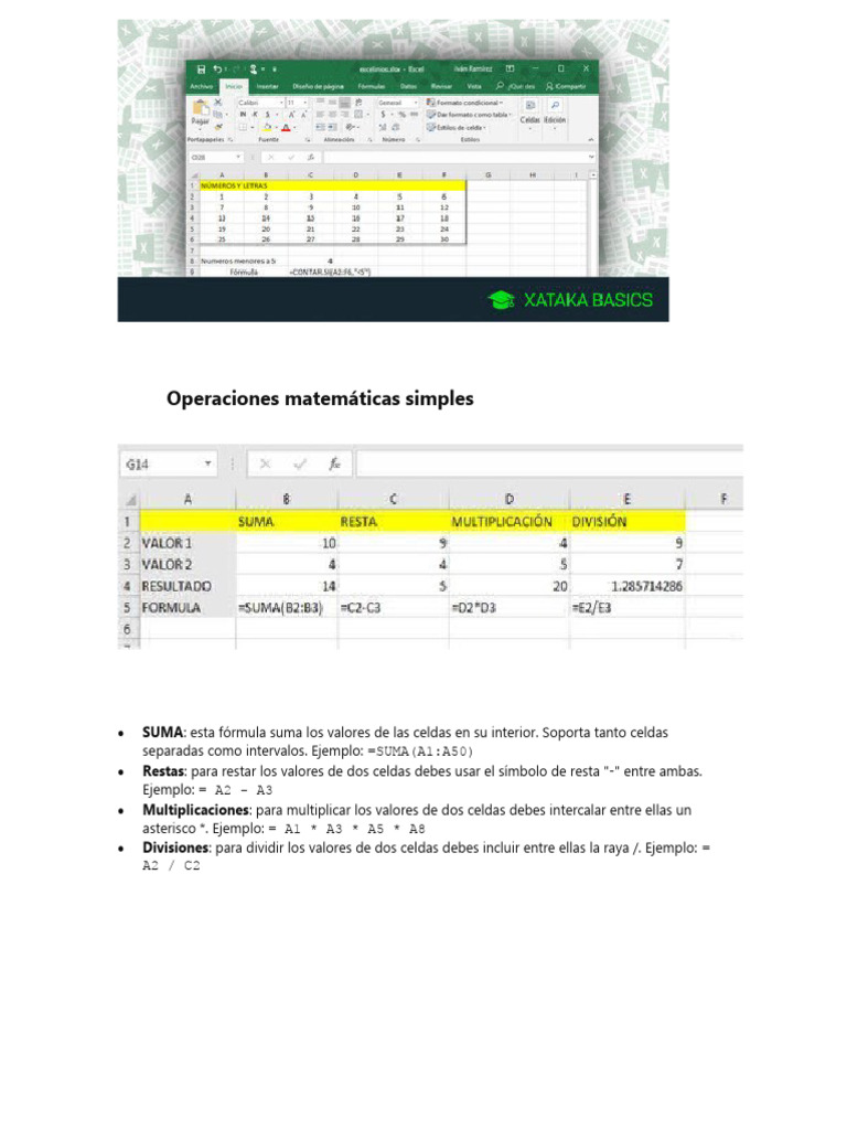 Fórmulas Esenciales de Excel | PDF | Microsoft Excel | Matemáticas