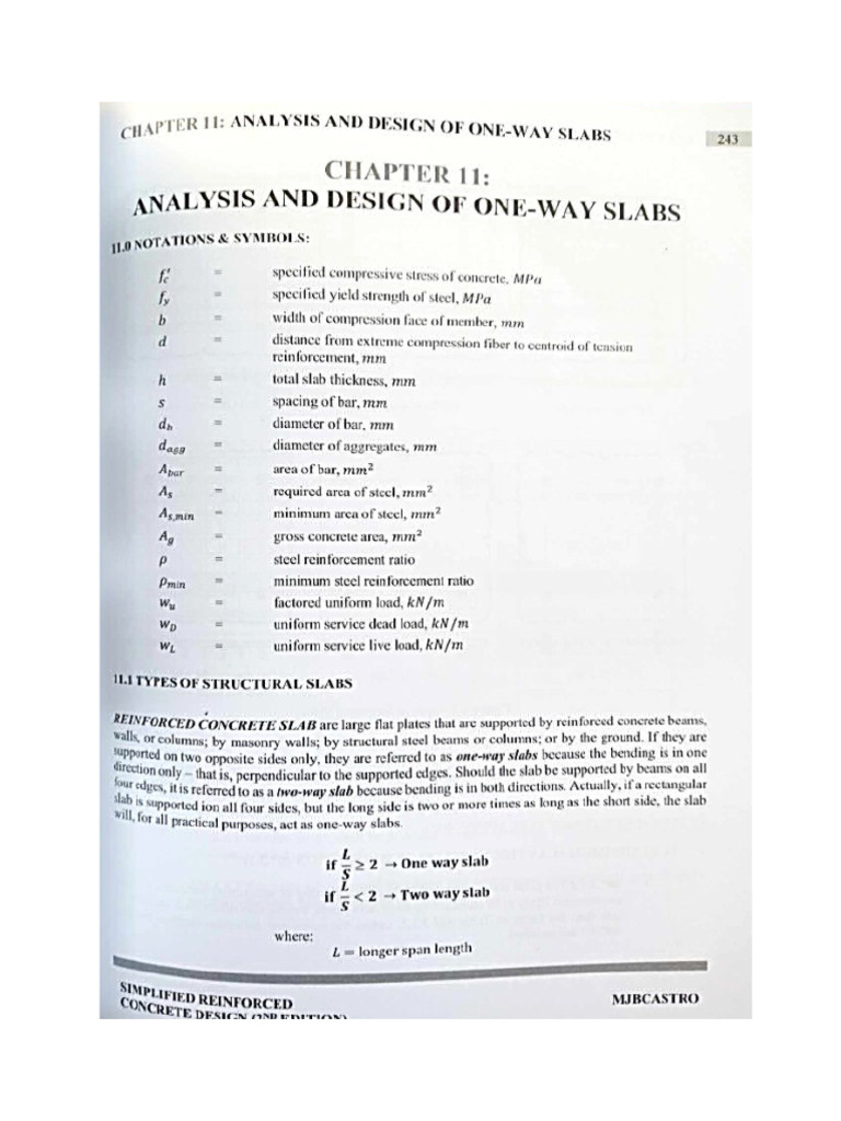 Chapter 11 - One Way Slab - Reinf Conc | PDF
