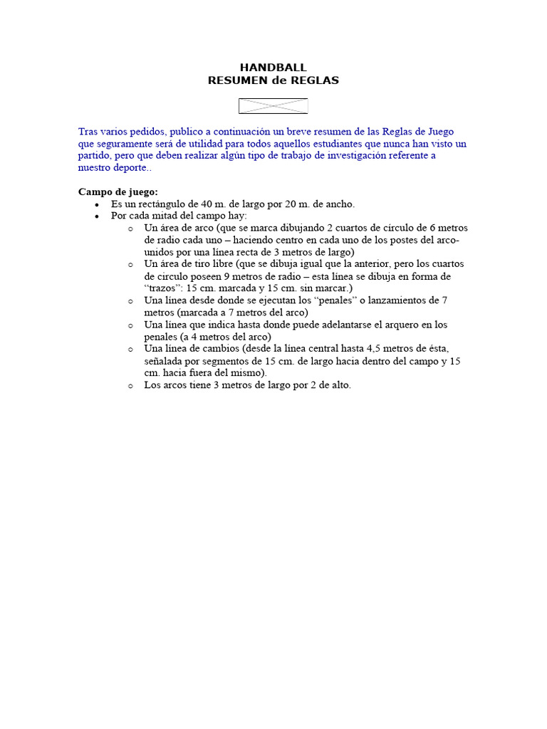 Reglas Básicas del Handball | PDF | Deportes | Reglas y regulaciones ...