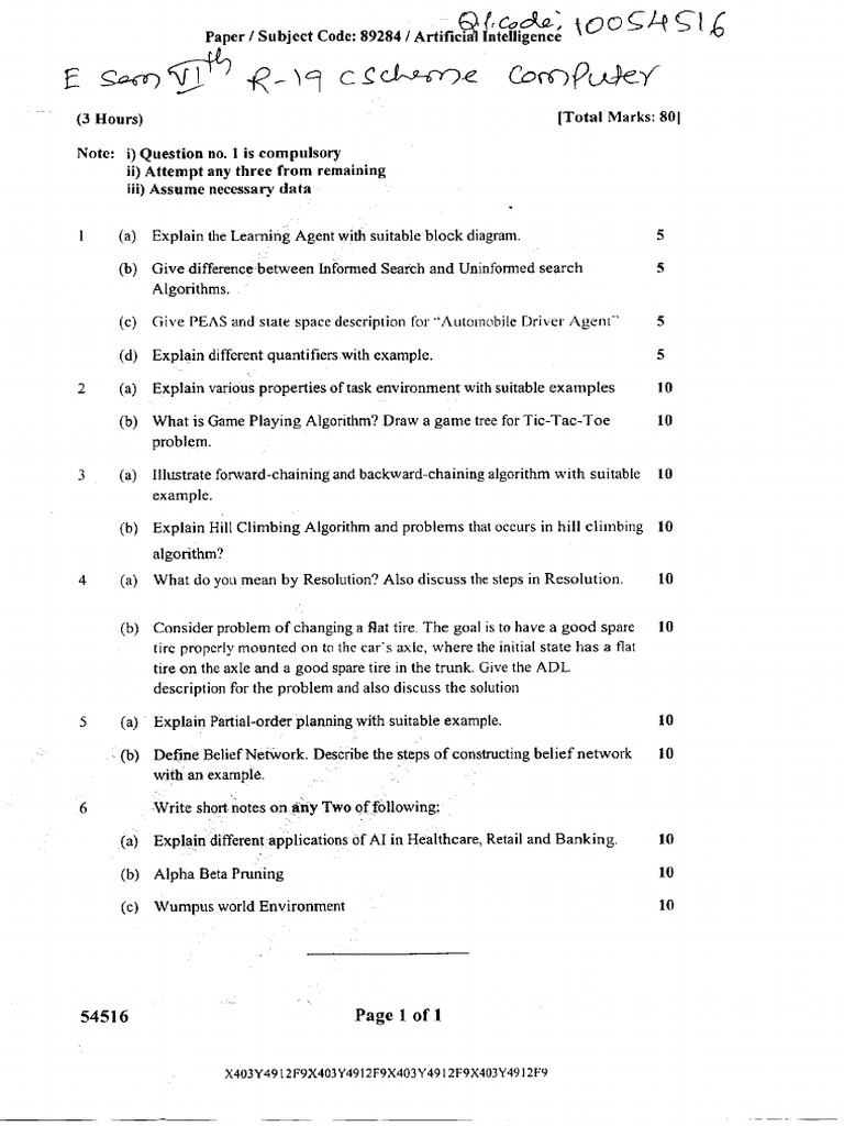 May 2024 QP AI Sem VI | PDF