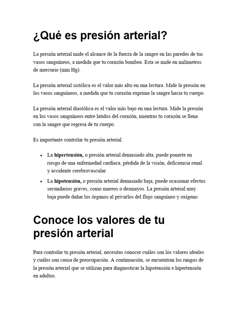 Qué Es Presión Arterial | PDF | Presión sanguínea | Hipertensión