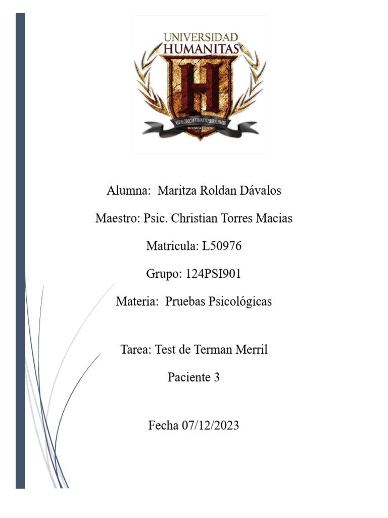 Análisis del Test de Terman Merril | PDF