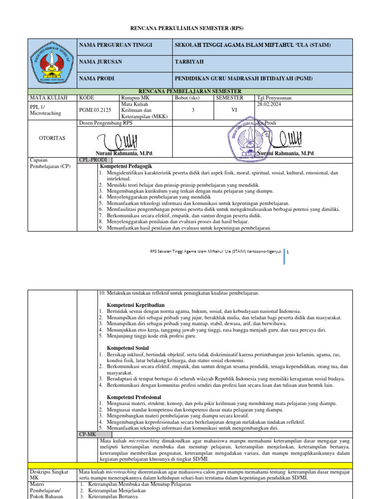 RPS Microteaching 2023-2024 | PDF