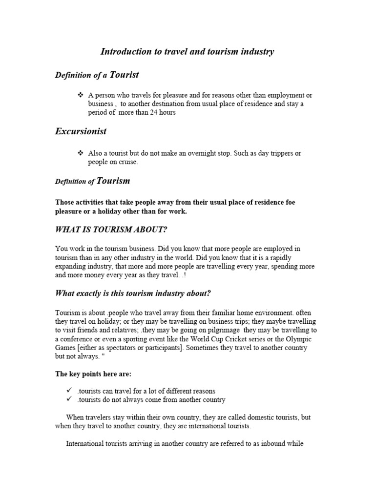 Introduction To Travel and Tourism Industry | PDF | Hotel | Tourism