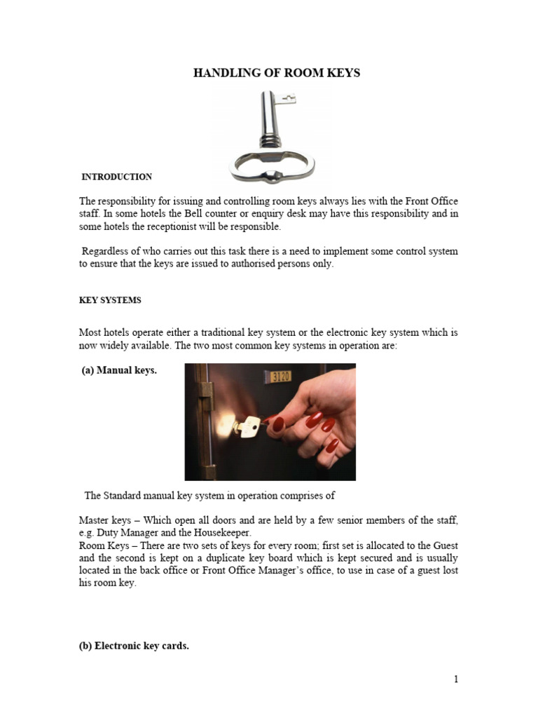 Handling of Room Keys-12 | PDF