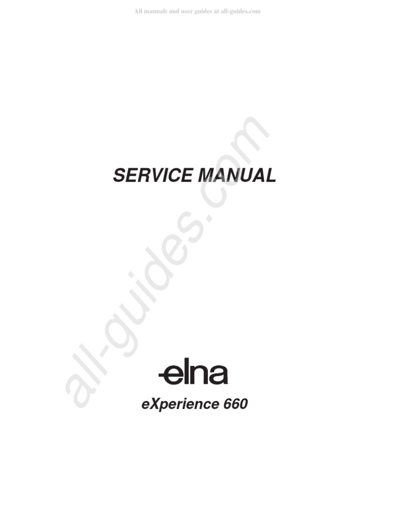 Elna Experience 660 Sewing Machine Service Manual | PDF | Sewing ...