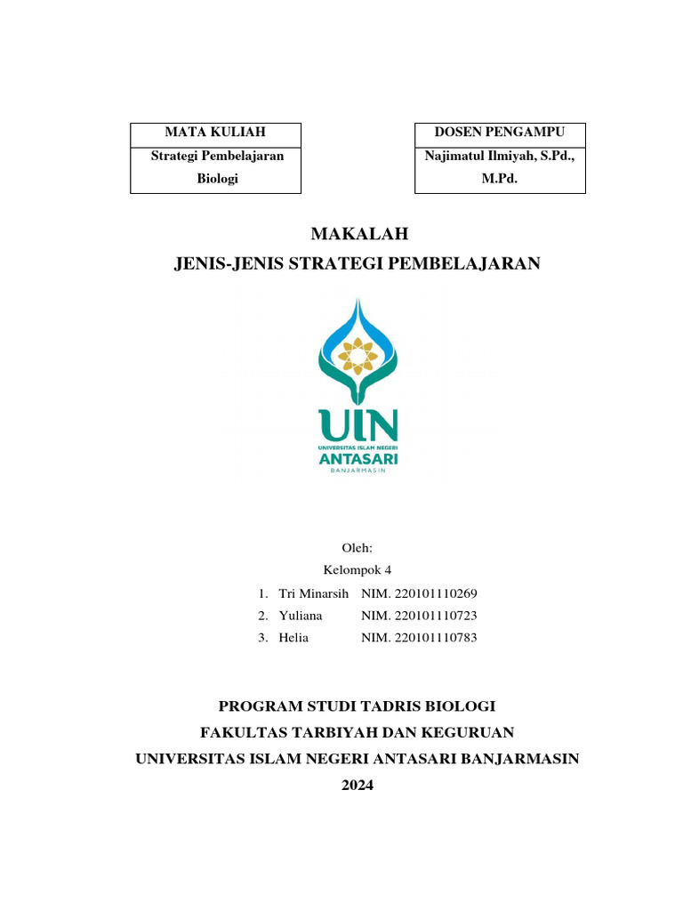 Jenis Jenis Strategi Pembelajaran Aktif Pdf Karier Perkembangan