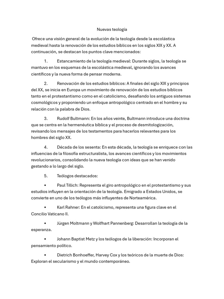 Evolución de la Teología Moderna | PDF | Existencialismo | Martin Heidegger