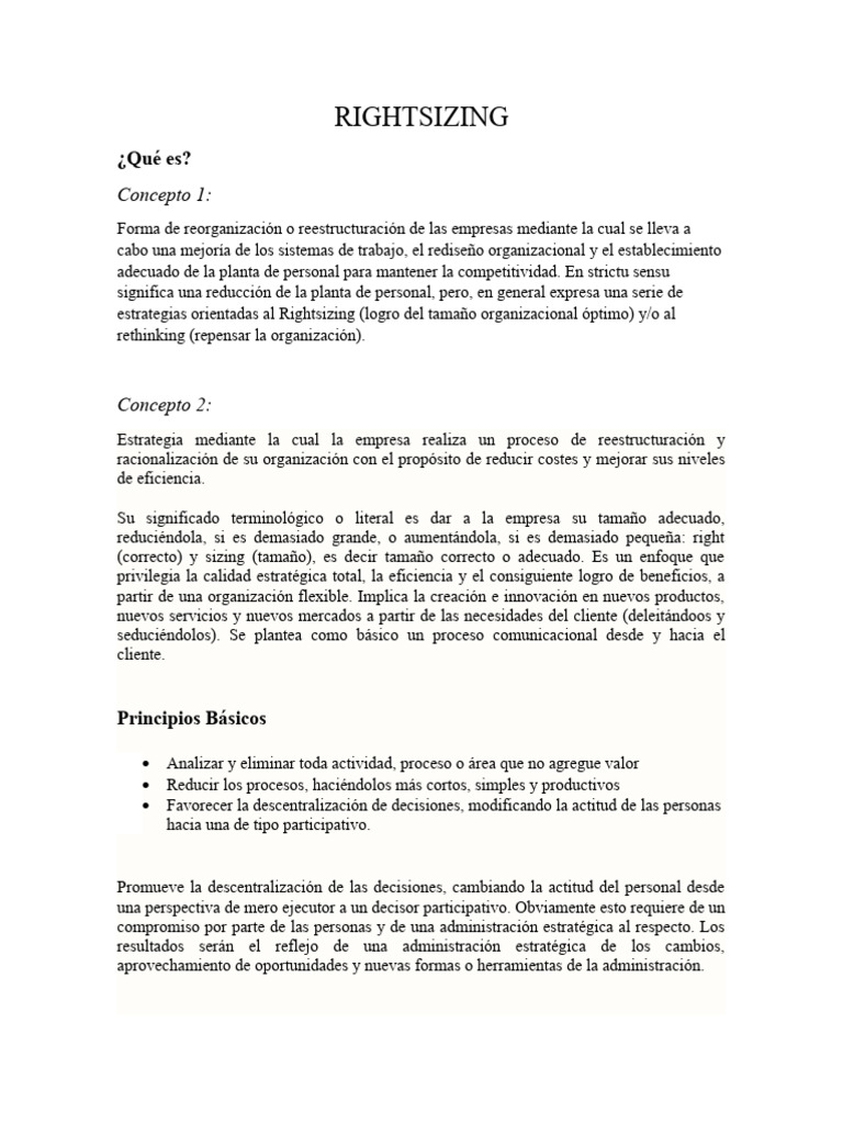 RIGHTSIZING | PDF | Business | Economias RIGHTSIZING | PDF | Business | Economias