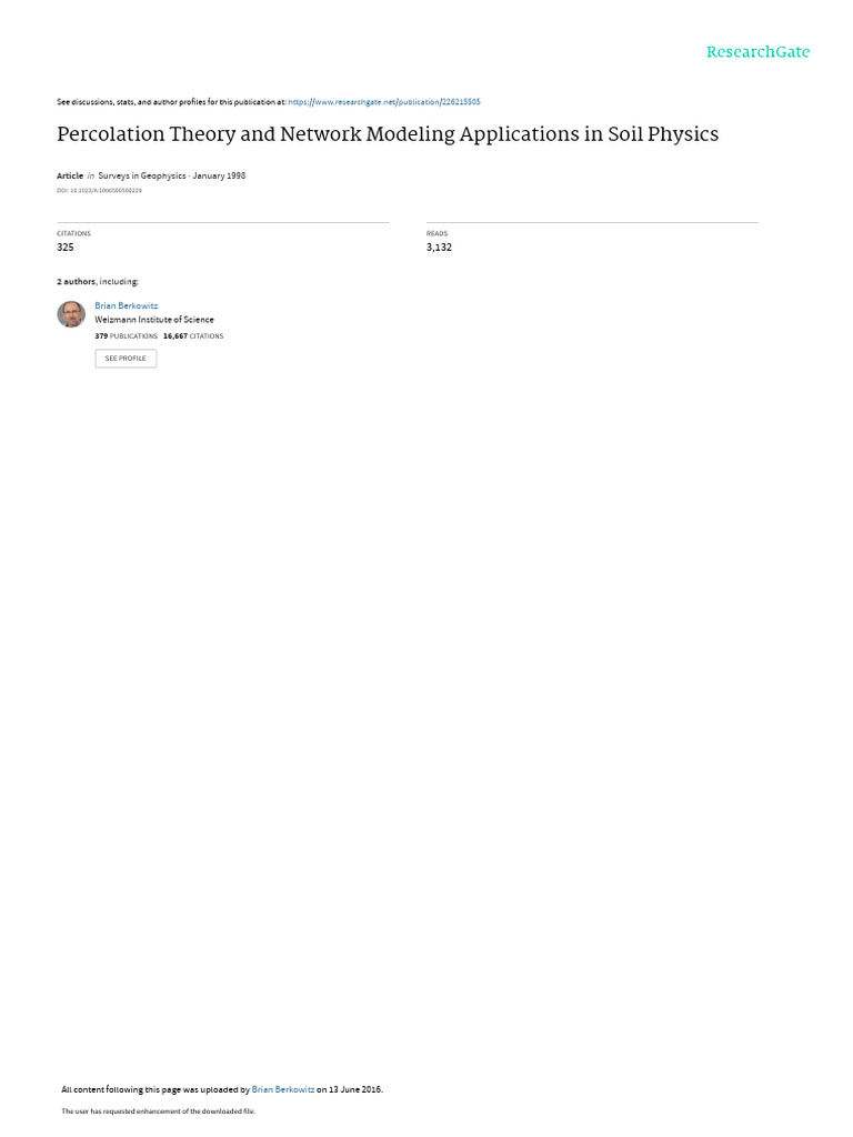 Percolation Theory and Network Modeling Application | Download Free PDF ...