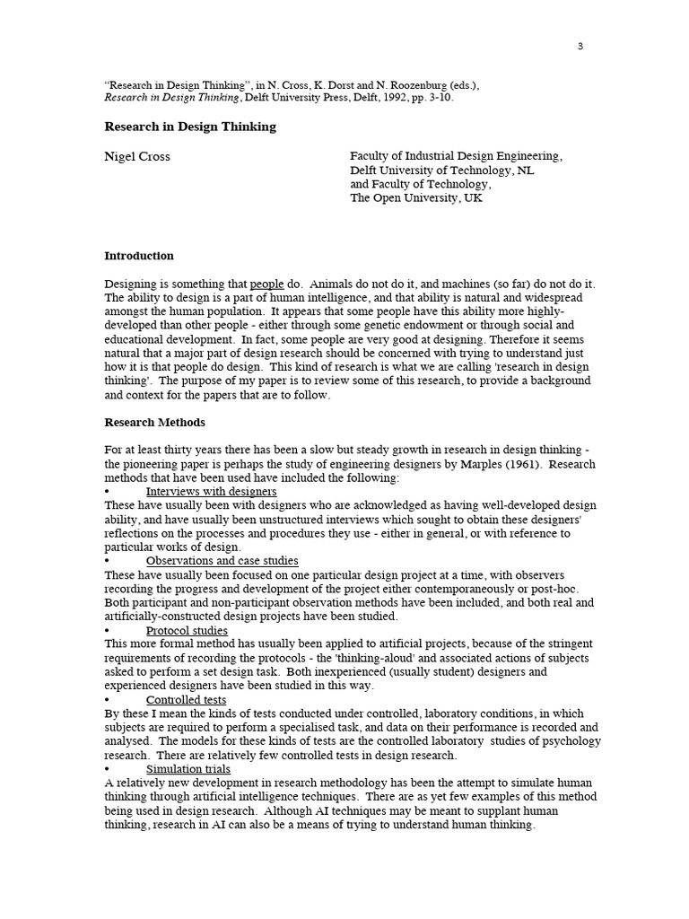 Research Methods in Design Thinking | PDF | Reason | Design Thinking