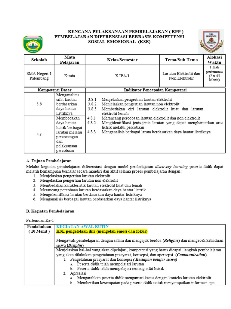 RPP Pembelajaran KSE-berdiferensiasi Revy | PDF