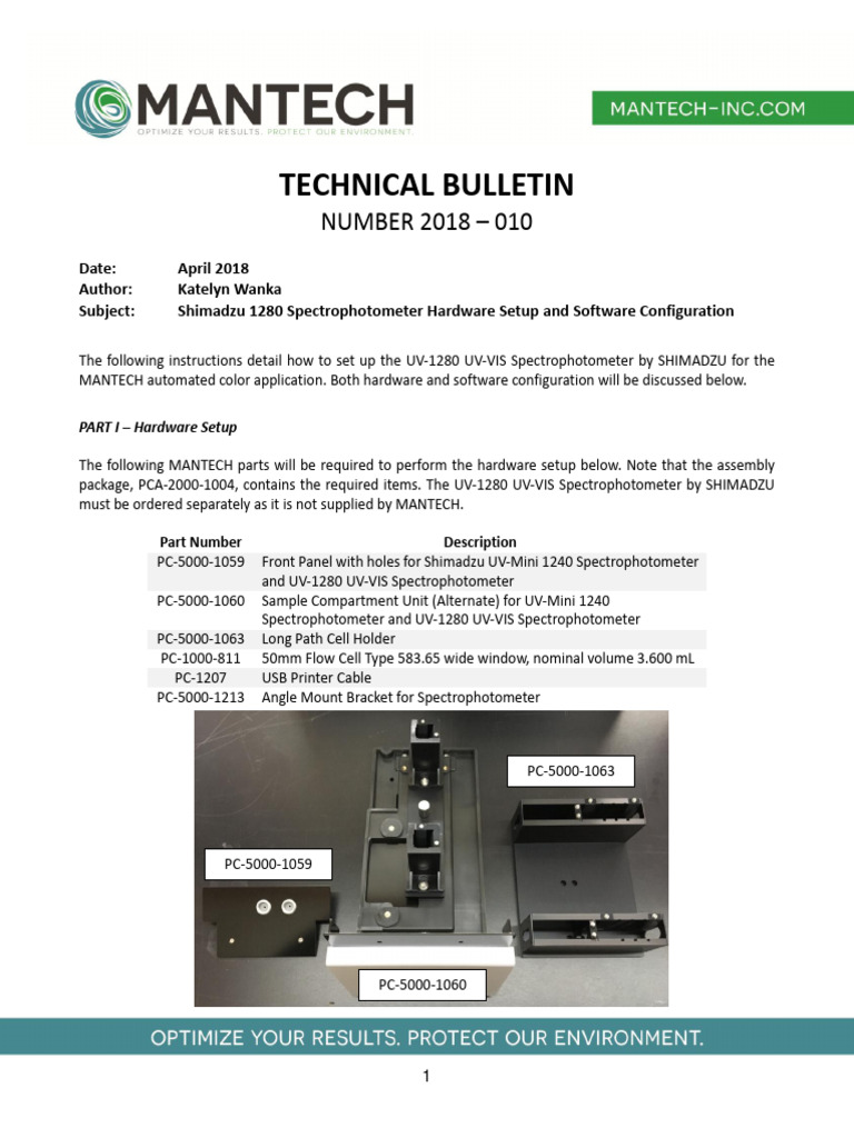 Shimadzu 1280 Spectrophotometer Setup Guide | PDF | Spectrophotometry | Usb