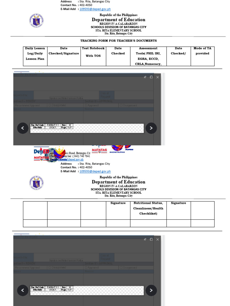 School-Tracking-Form-of-Teachers-Documents-2023-2024 | PDF