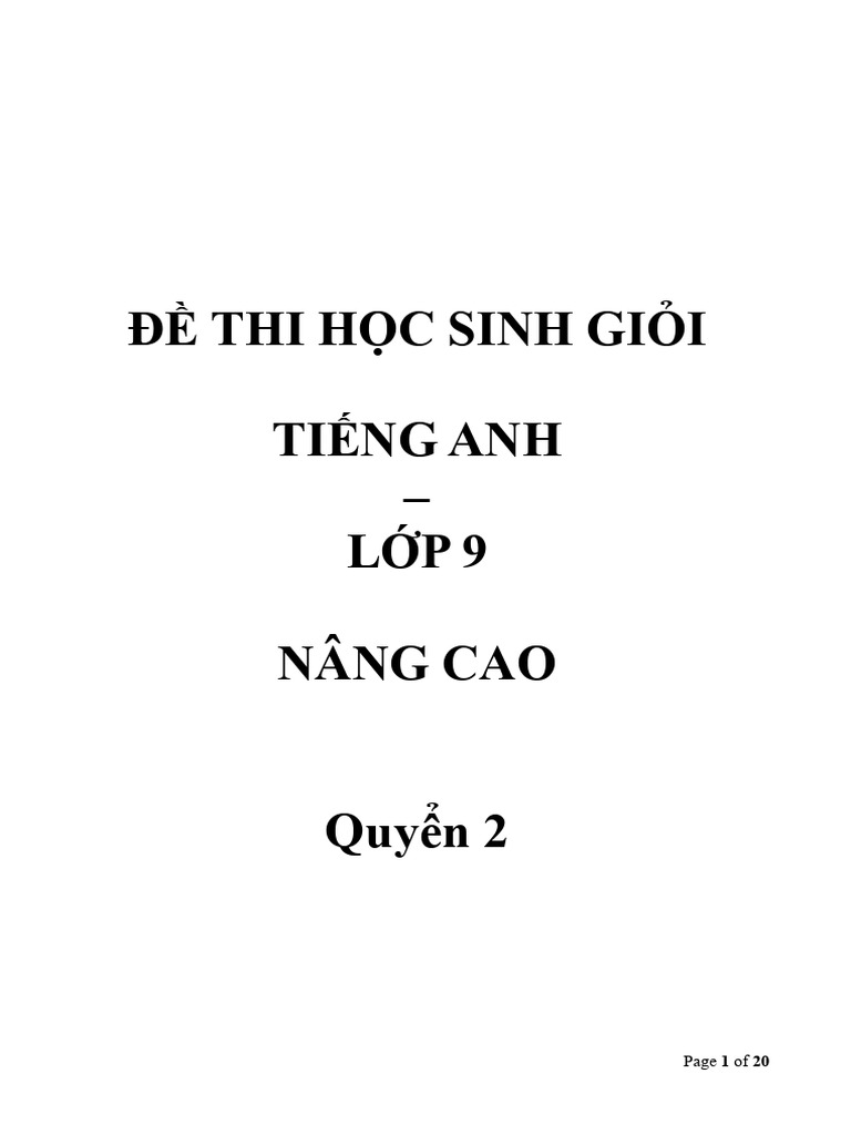 50 de Thi Chon Hoc Sinh Gioi Mon Tieng Anh Lop 9 ĐỀ in CHO HS ĐỀ 6 10 | PDF | Singapore | World ...
