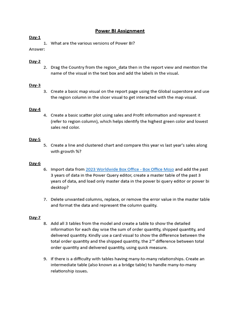 Power BI Assignment | Download Free PDF | Data Management | Computing