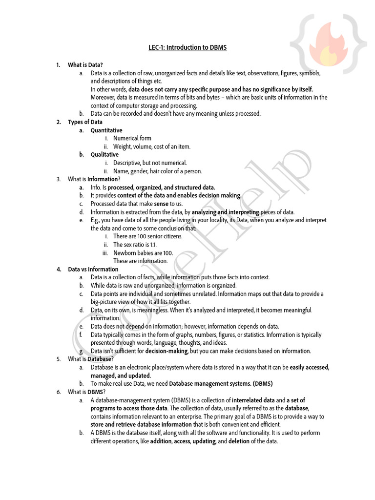 DBMS Full Notes Merged | PDF | Databases | Relational Model