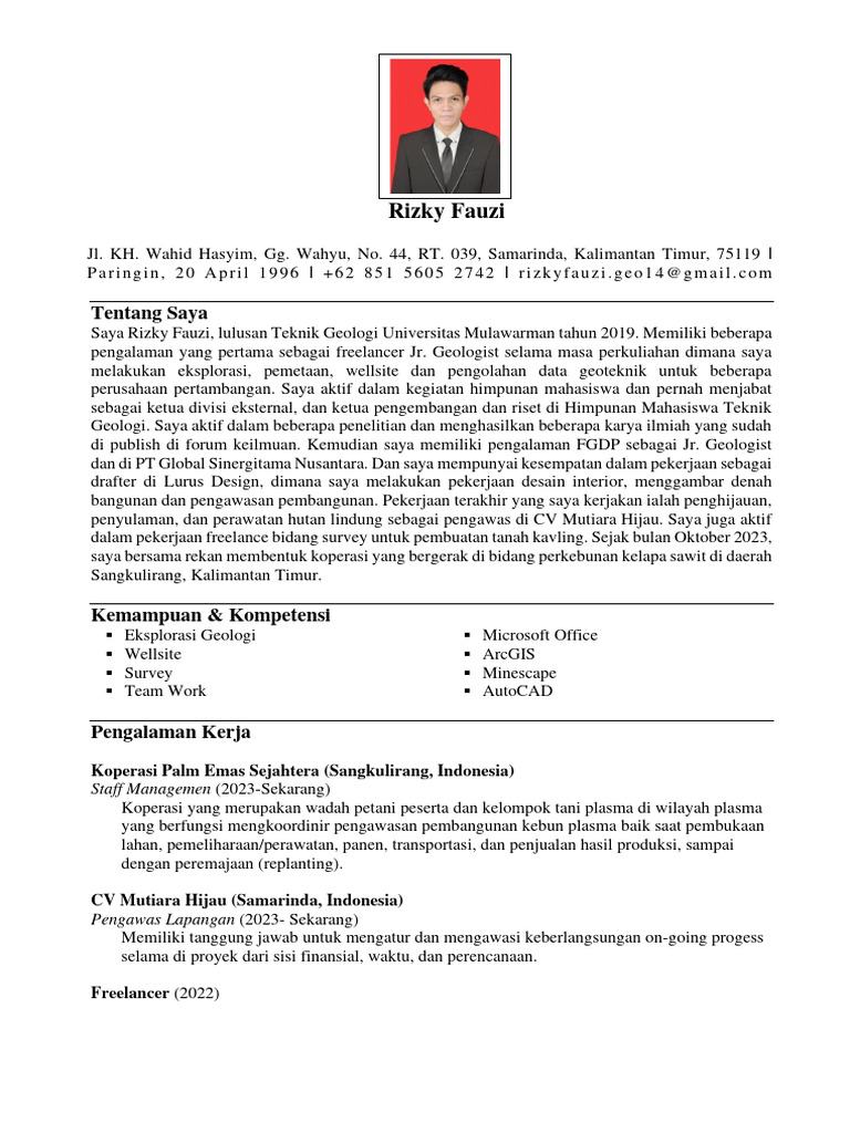 CV - Rizky Fauzi | PDF | Seni