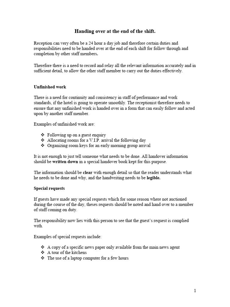 Handing Over at The End of The Shift-21 | PDF
