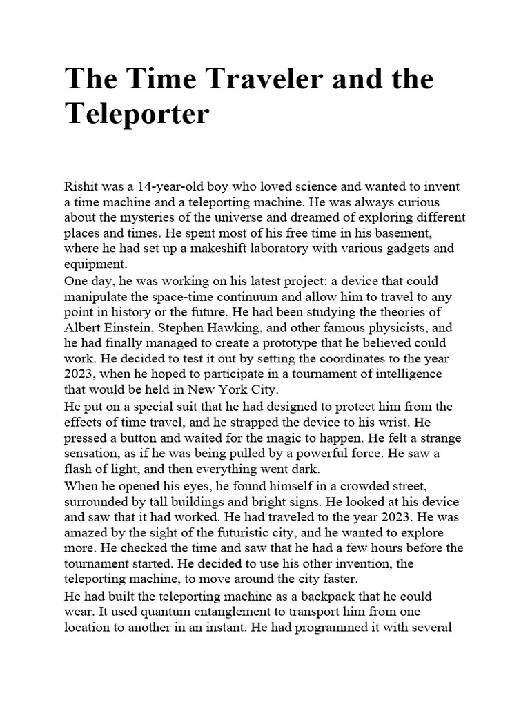 The Time Traveler and The Teleporter | PDF | Time Travel | Science