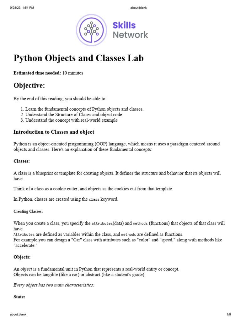 Reading Object Classes | PDF | Class (Computer Programming) | Object Oriented Programming